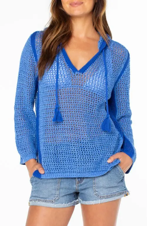Roxy Open Stitch Hooded Tunic - Blue Horizon