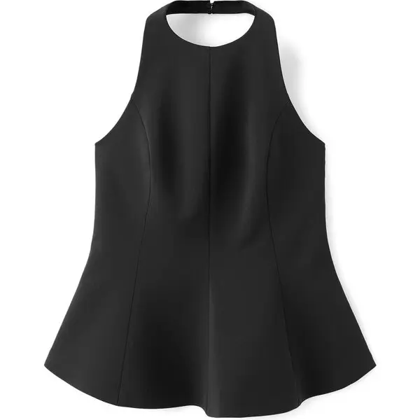 Mango Peplum Halter Top - Black