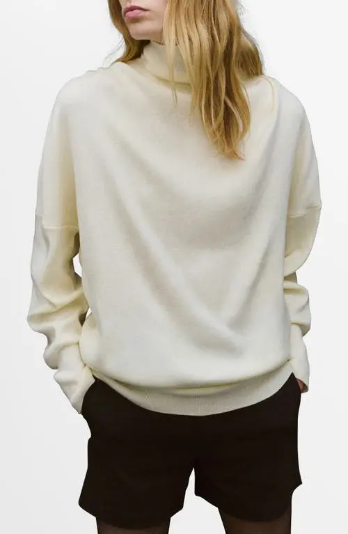 Mango Ruched Turtleneck Sweater