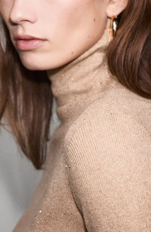 Mango Metallic Knit Turtleneck Sweater