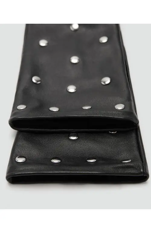 Mango Studded Leather Gloves