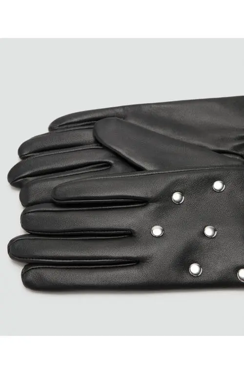 Mango Studded Leather Gloves