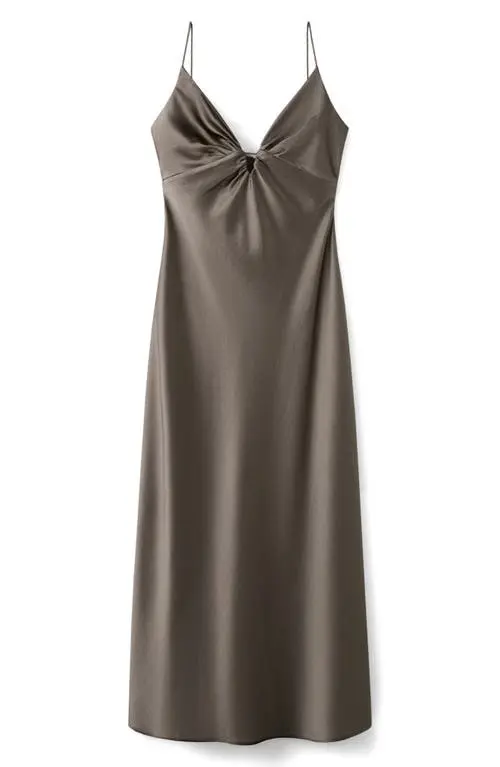 Mango Victory Hammered Satin Slipdress - Mink Grey