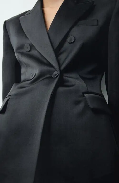 Mango Satin Suit Blazer - Black