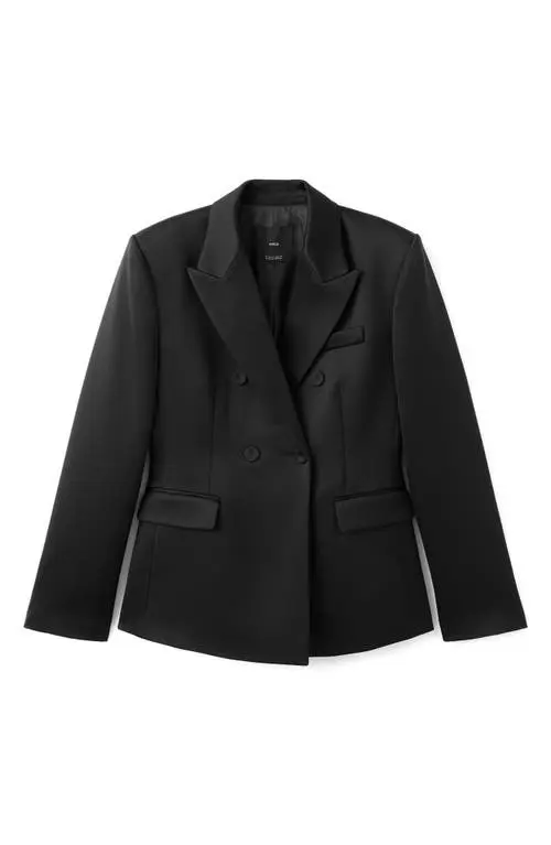 Mango Satin Suit Blazer - Black