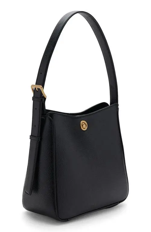 Mango Medium Faux Leather Bucket Bag - Black