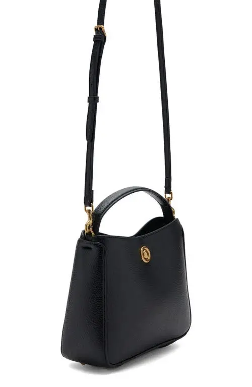 Mango Small Crossbody Bucket Bag - Black