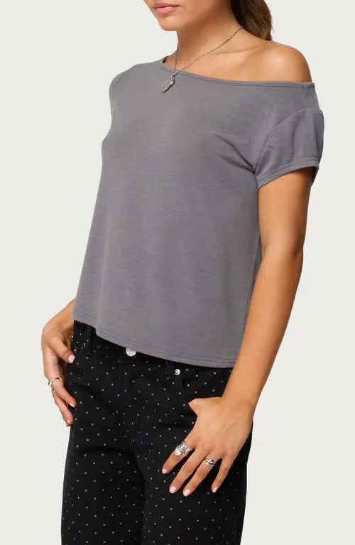 EDIKTED Anabella Off-the-shoulder T-shirt - Dark-gray
