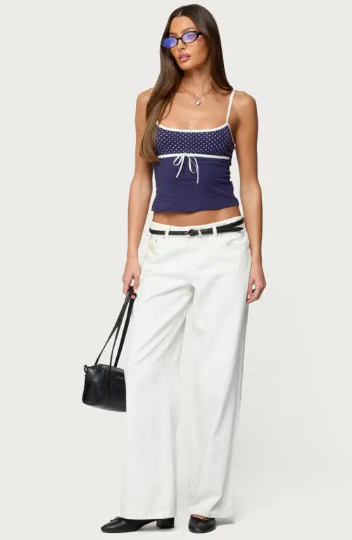 EDIKTED Polka Dot Crop Tank Top - Navy