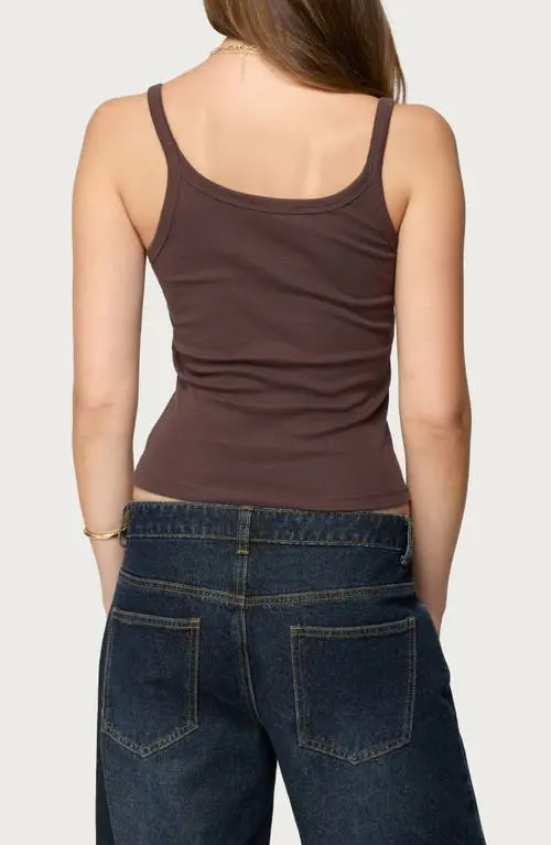 EDIKTED Cropped Tank Top - Brown