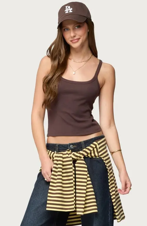 EDIKTED Cropped Tank Top - Brown