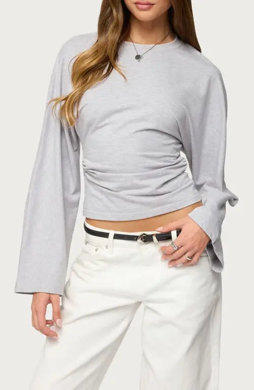 EDIKTED Charlisa Ruched Long Sleeve Crop Top