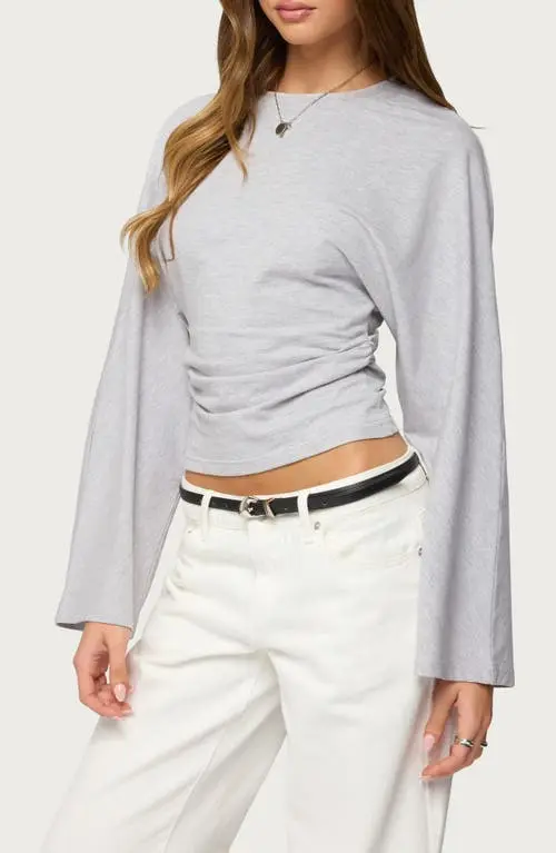 EDIKTED Charlisa Ruched Long Sleeve Crop Top