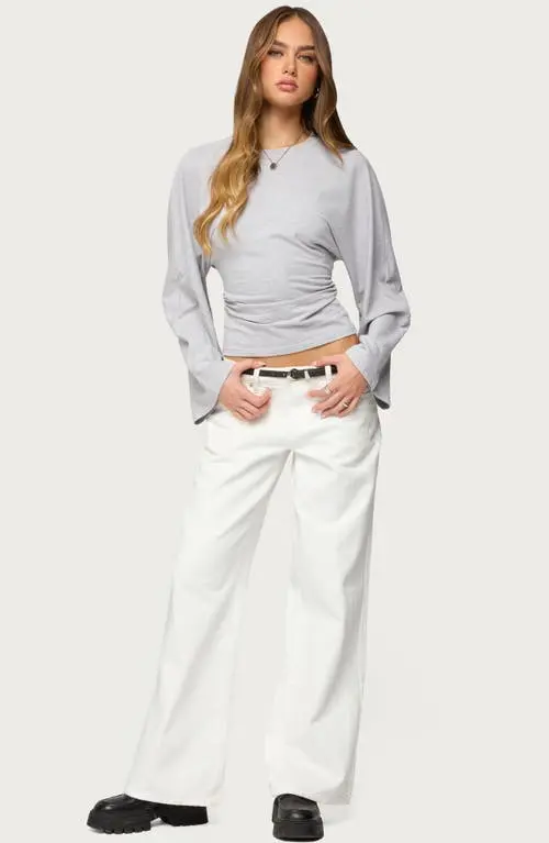 EDIKTED Charlisa Ruched Long Sleeve Crop Top