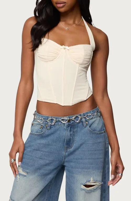 EDIKTED Ruched Corset Halter Top