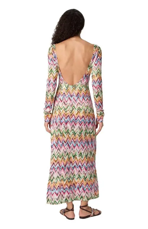 Missoni Long-sleeved Dress With Lace And Zigzag Motif - Multicoloured