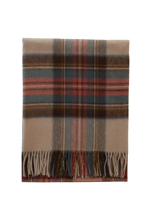 TBCO Lambswool Tartan Throw Blanket - Stewart Dress Antique