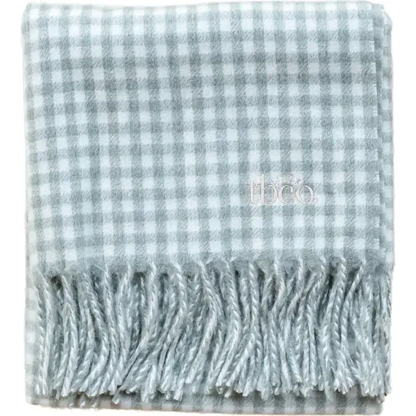 TBCO Lambswool Gingham Baby Blanket - Sage Nursery Gingham