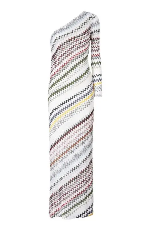 Missoni One-shoulder Long Dress In Viscose And Cotton