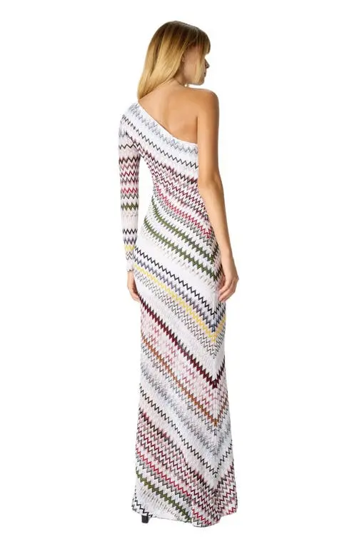 Missoni One-shoulder Long Dress In Viscose And Cotton