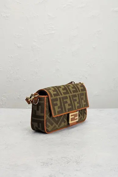Fendi Vitello King Ff Embroidered Re-edition Baguette Shoulder Bag