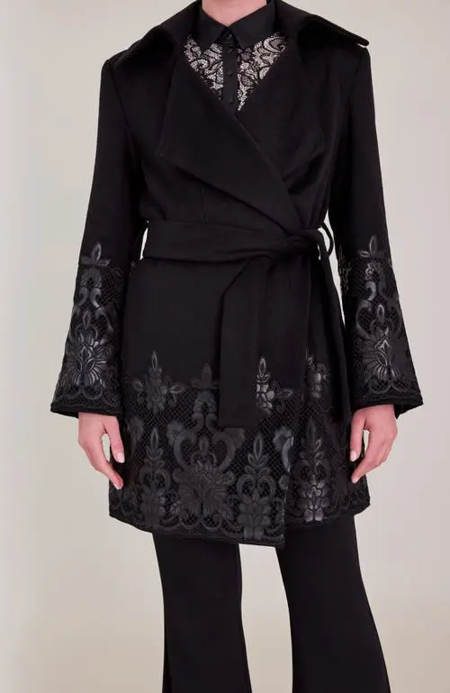 Anne Fontaine Wool Peacoat With Arabesque Embroidery