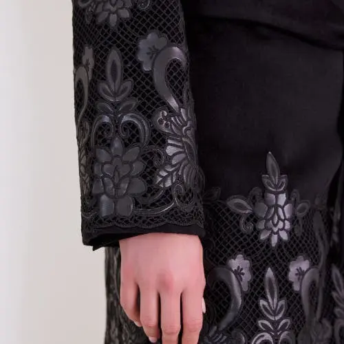Anne Fontaine Wool Peacoat With Arabesque Embroidery