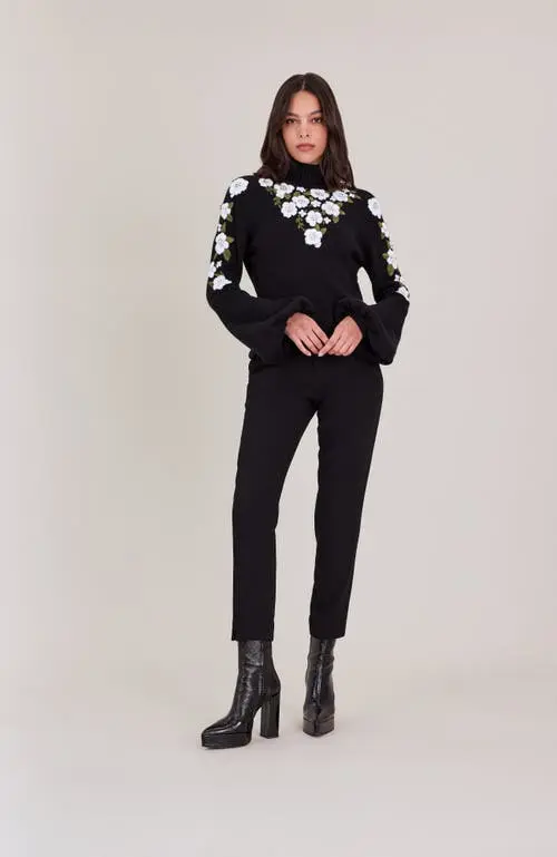 Anne Fontaine Legende Floral Applique Turtleneck Pullover