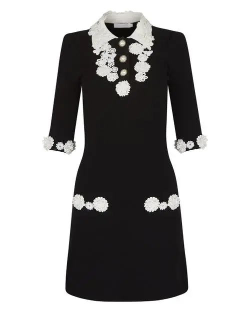 Anne Fontaine Knit Dress With Applique And Pearl Buttons