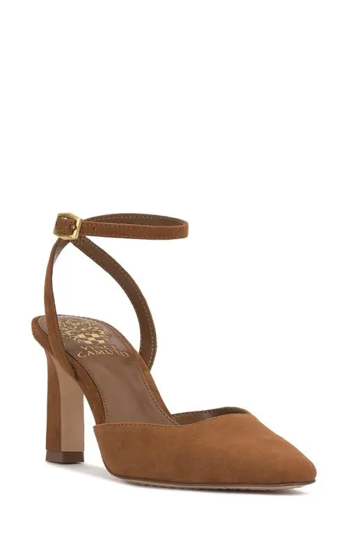 Vince Camuto Galees Ankle Strap Pump - Burnt Sugar Torano Suede
