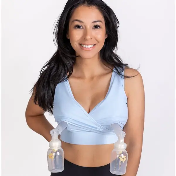 LOVE AND FIT Everyday Luxe 3.0 Nursing & Hands-free Pumping Bra - Powder Blue