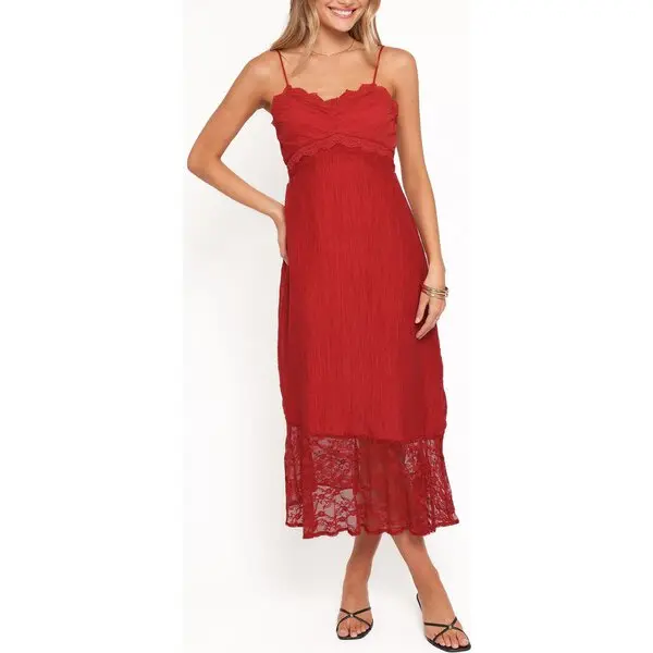 PETAL & PUP Lace Sleeveless Maxi Dress - Red