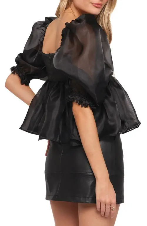 PETAL & PUP Solenne Puff Sleeve Peplum Blouse
