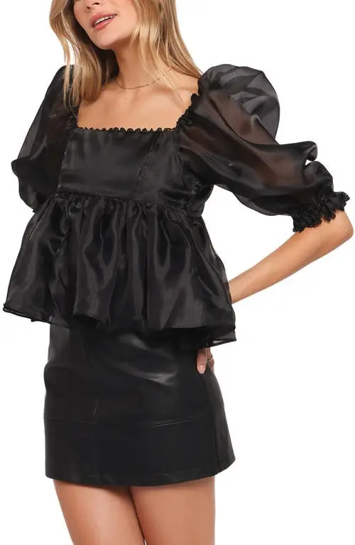 PETAL & PUP Solenne Puff Sleeve Peplum Blouse