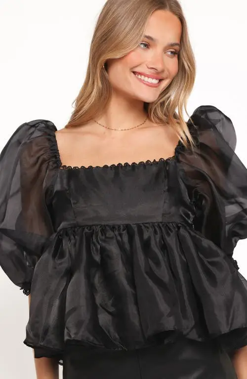 PETAL & PUP Solenne Puff Sleeve Peplum Blouse