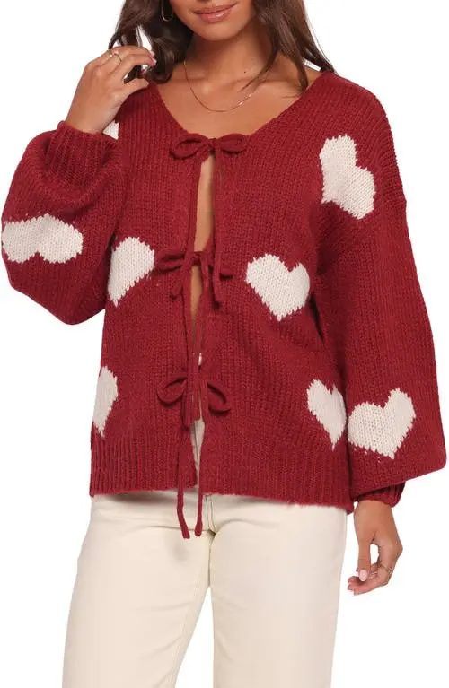 PETAL & PUP Hearts Tie-front Cardigan
