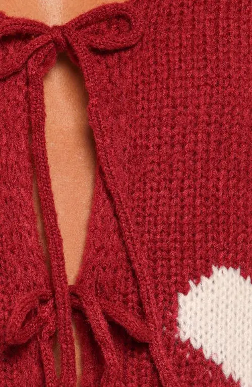 PETAL & PUP Hearts Tie-front Cardigan