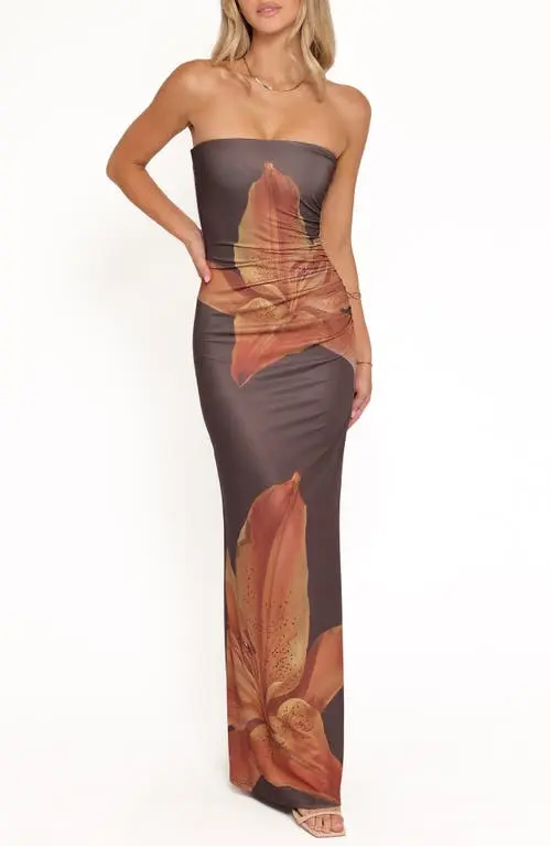 PETAL & PUP Floral Print Strapless Maxi Dress