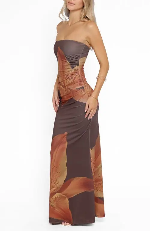 PETAL & PUP Floral Print Strapless Maxi Dress