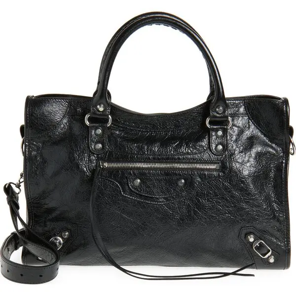 Balenciaga Medium Le City Arena Leather Satchel - 1000 Black