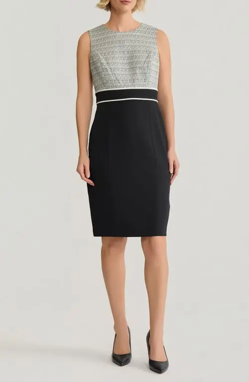 KASPER Mixed Media Sheath Dress
