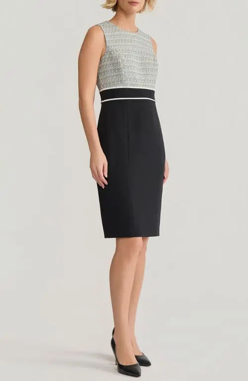 KASPER Mixed Media Sheath Dress