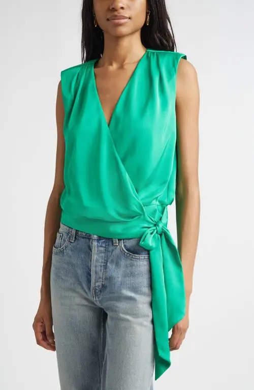 Ramy Brook Salina Sleeveless Satin Wrap Top