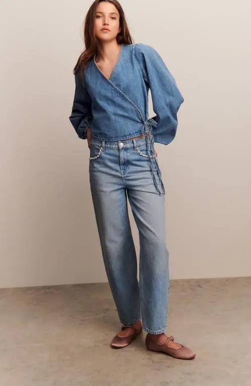 NEXT Denim Wrap Top