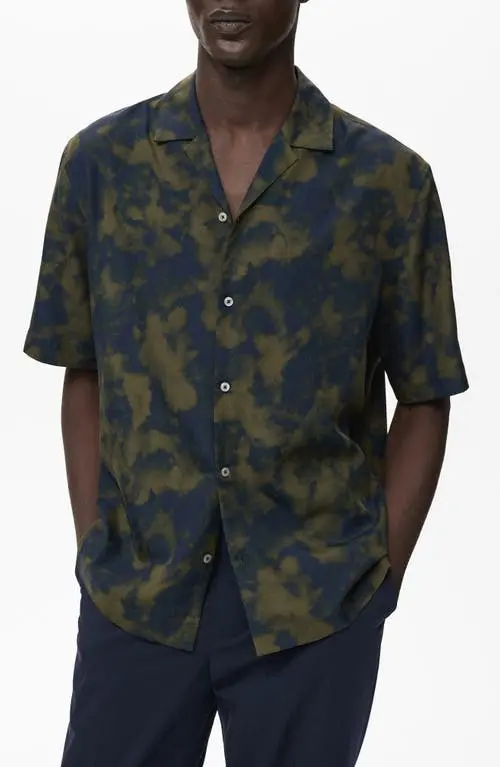 Mango Fluid Print Camp Shirt