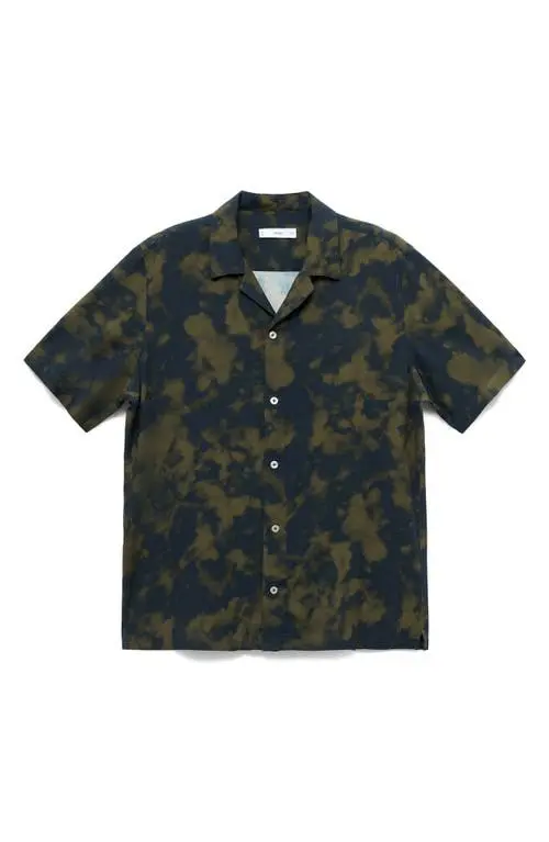 Mango Fluid Print Camp Shirt