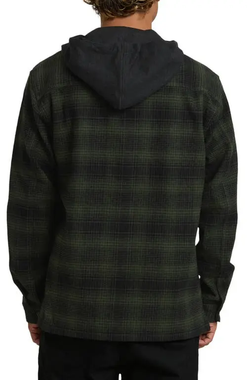 BILLABONG Plaid Hooded Cotton Flannel Button-up Shirt