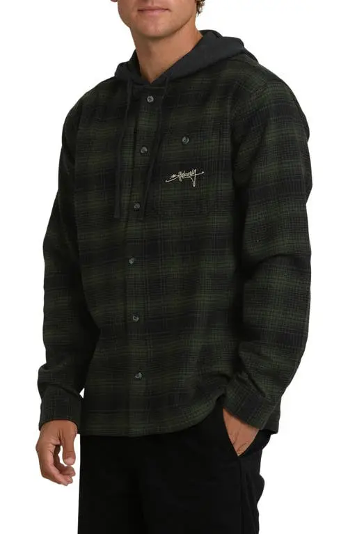 BILLABONG Plaid Hooded Cotton Flannel Button-up Shirt