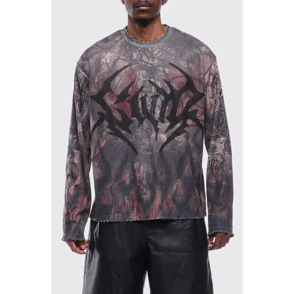 ROLLING LOUD Gothic Flame Long Sleeve Thermal T-shirt