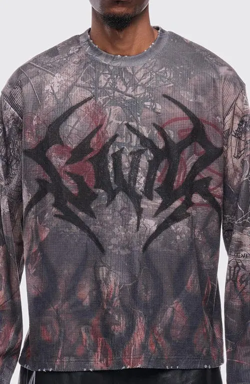 ROLLING LOUD Gothic Flame Long Sleeve Thermal T-shirt